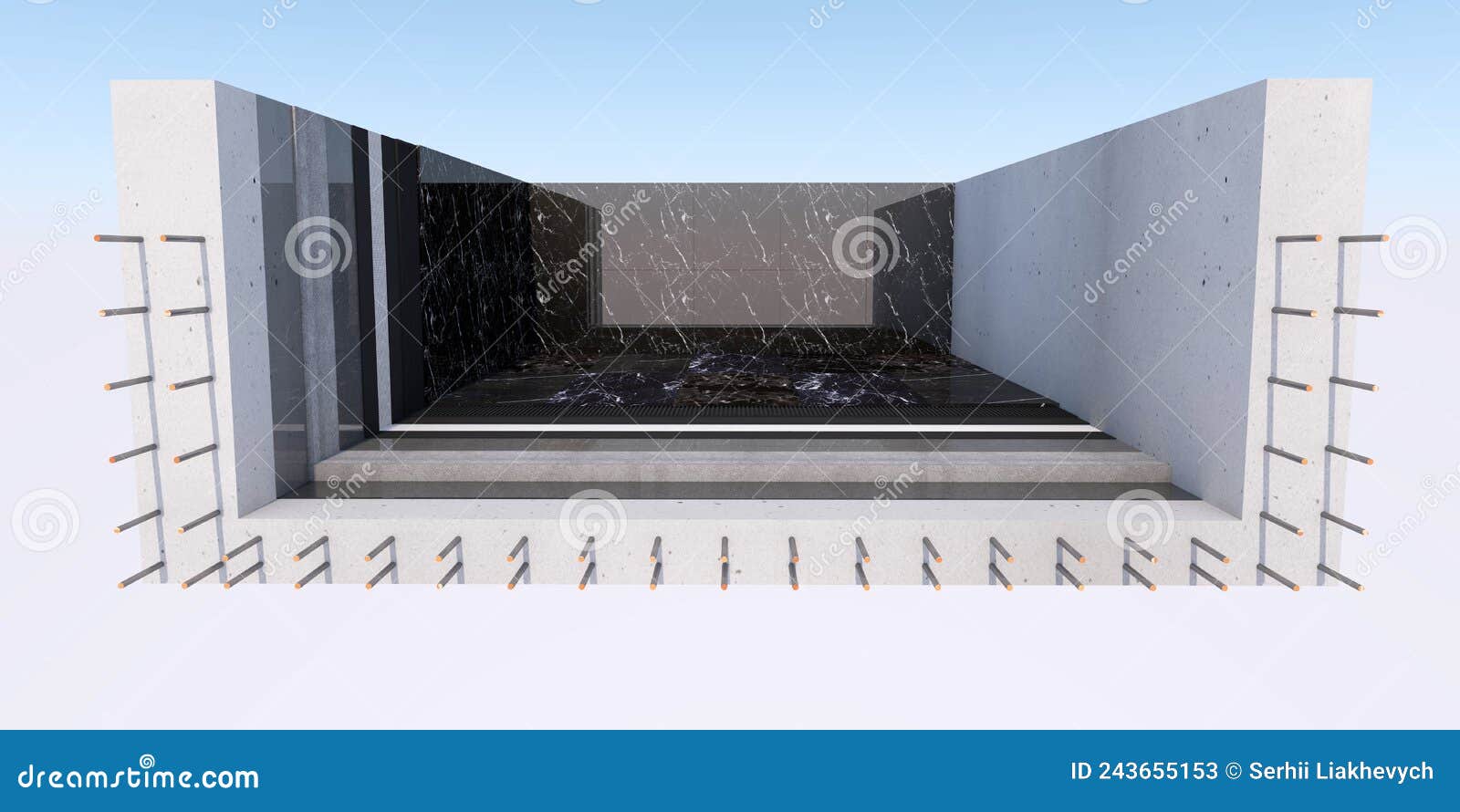 3d Illustration of Pool Structures in Section Stock Illustration ...
