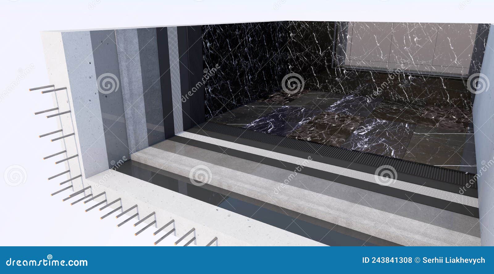 3d Illustration of Pool Structures in Section Stock Illustration ...