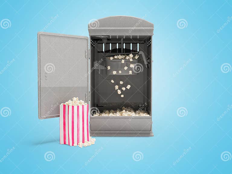 3D Illustration of Popcorn Machine with Kettle with Bag of Popcorn on ...