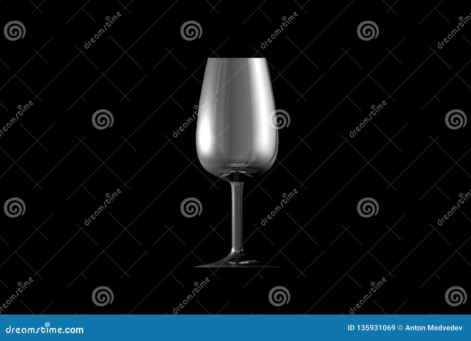 3D Illustration of Port Wine Glass Isolated on Black Side View ...