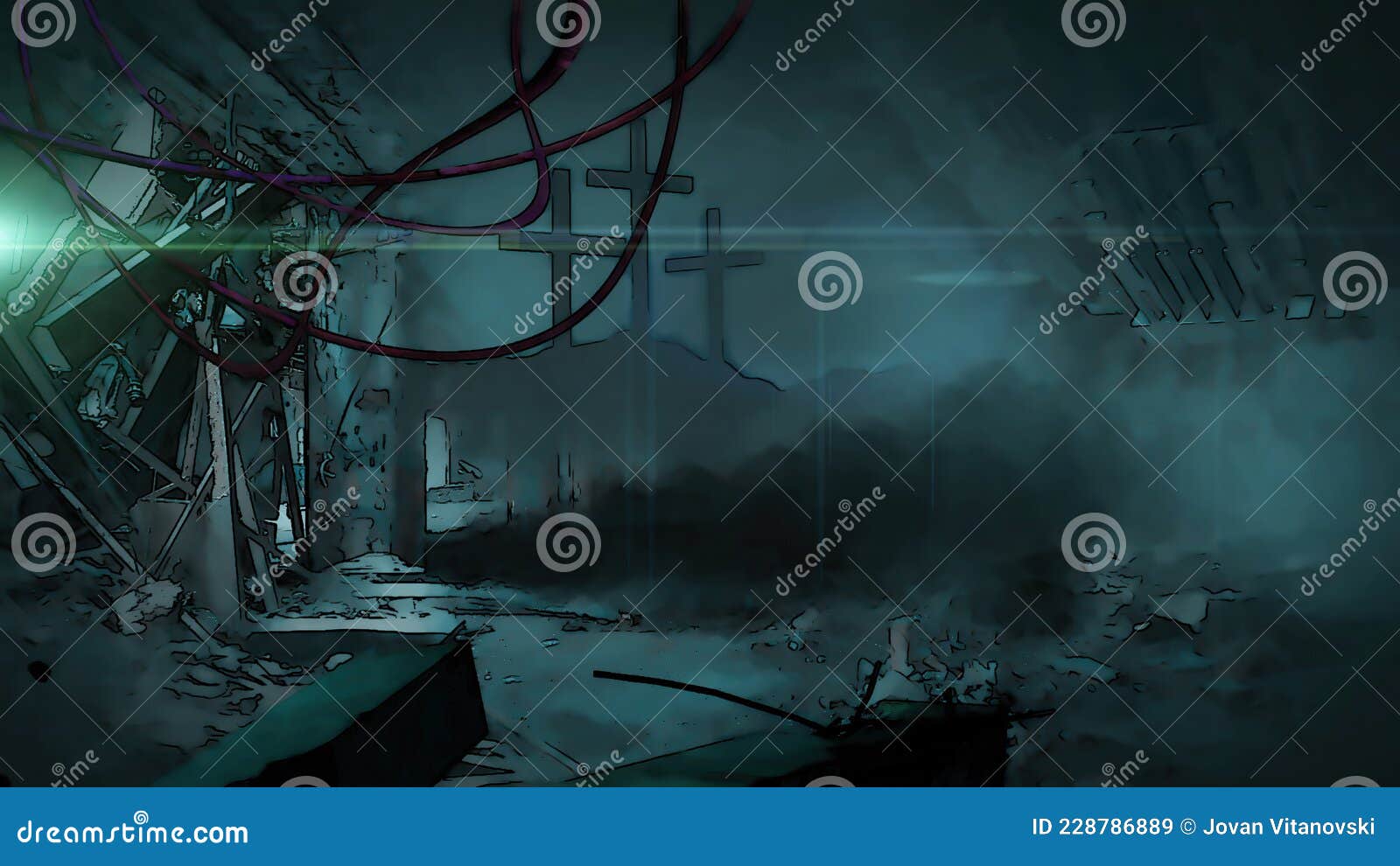 Post Apocalyptic Scene from Radioactive Zone Stock Illustration ...
