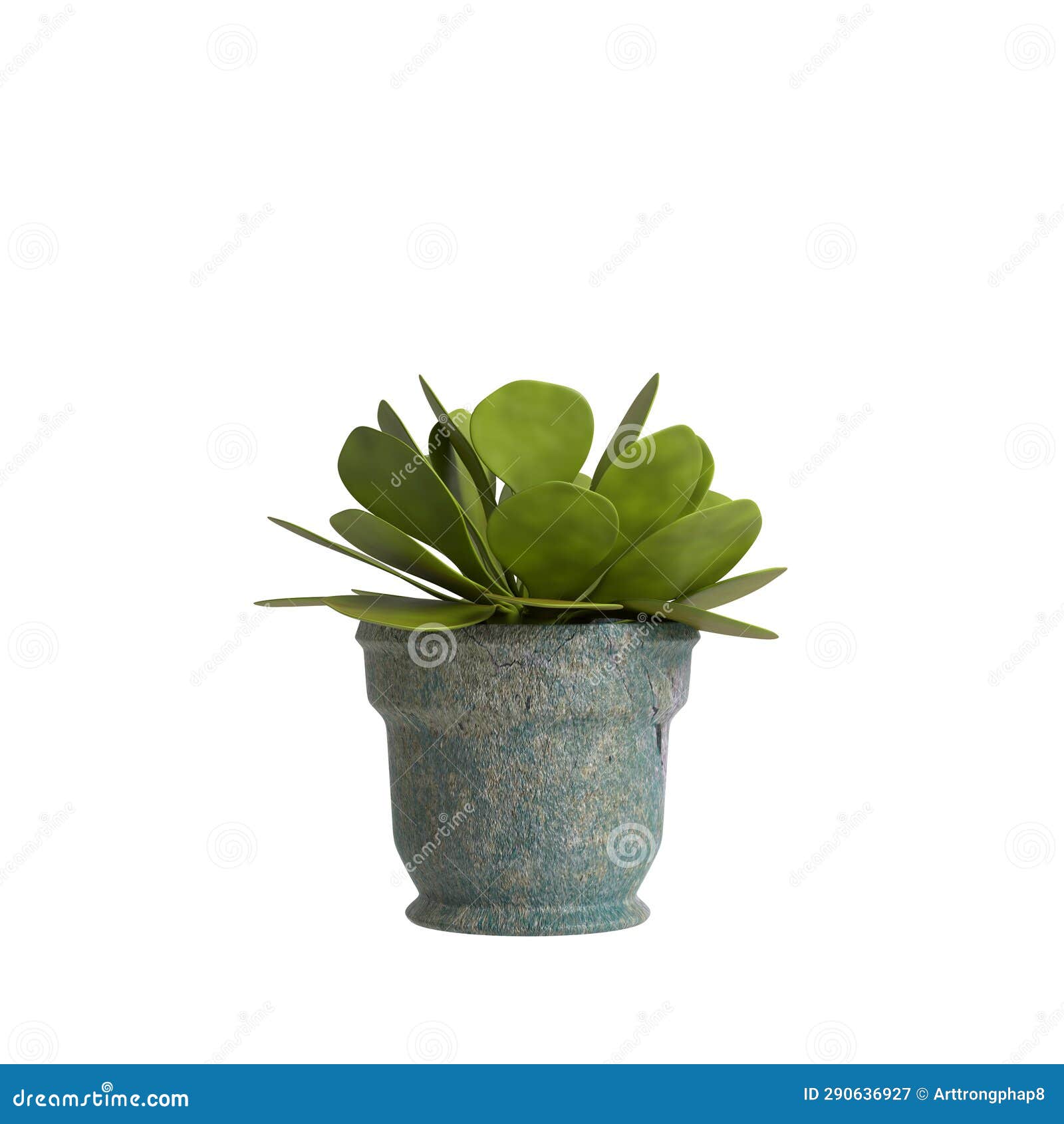 3D Illustration of Potted Plant in Interior Space, Isolated on White ...