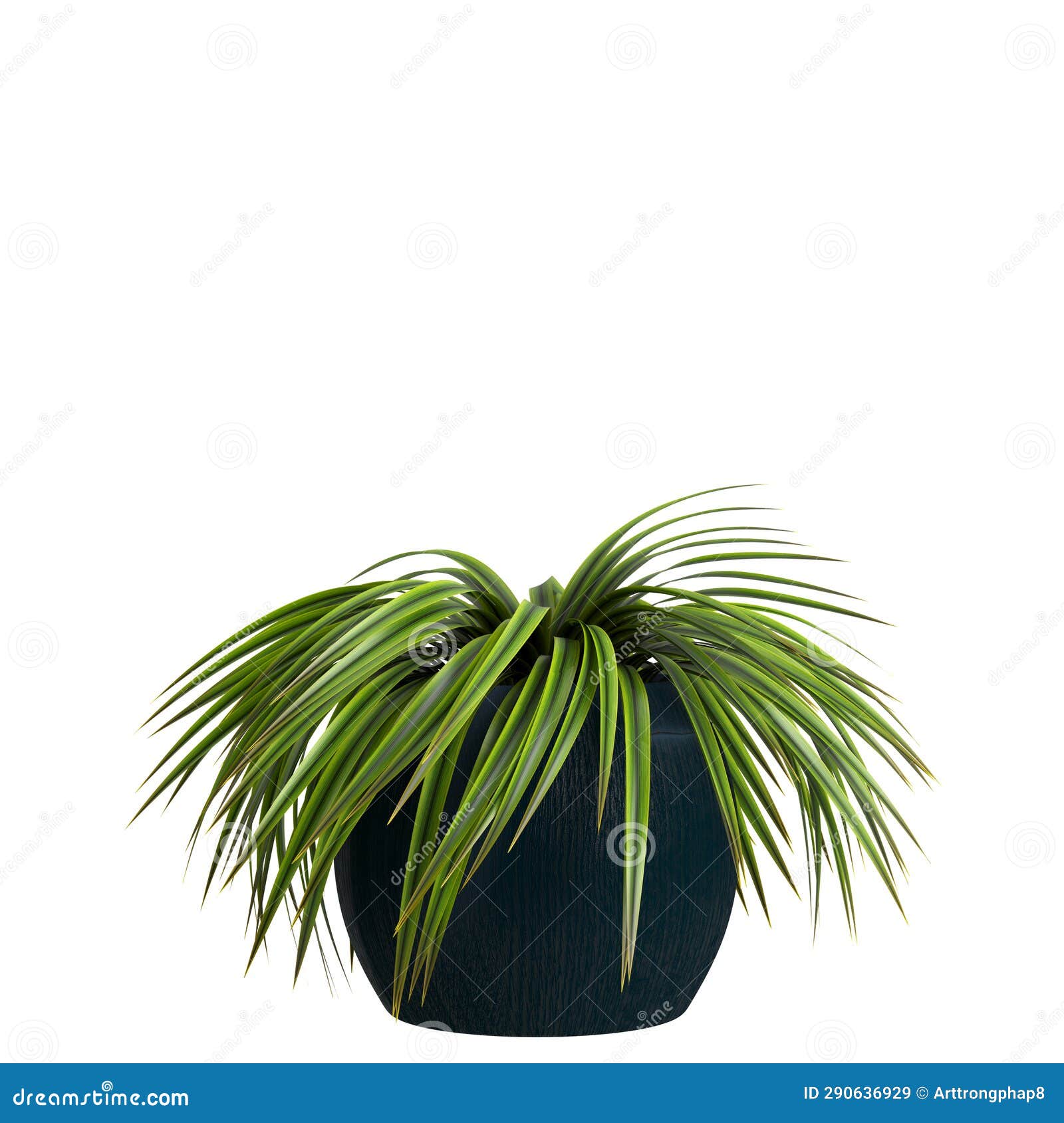 3D Illustration of Potted Plant in Interior Space, Isolated on White ...