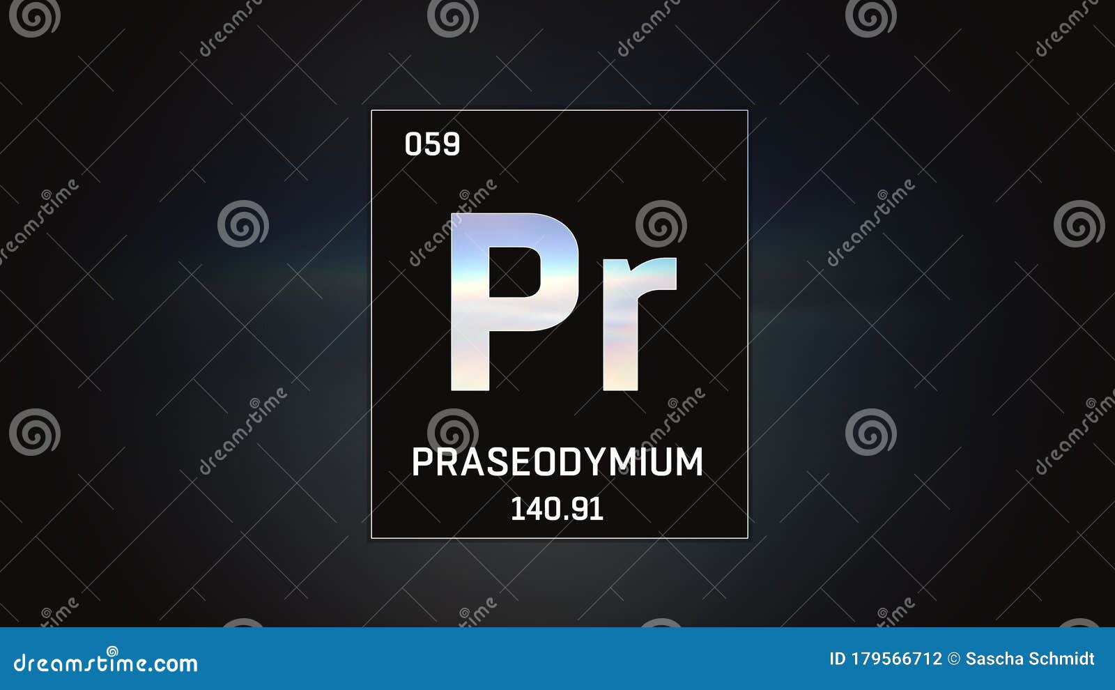 Praseodymium As Element 59 of the Periodic Table 3D Illustration on ...