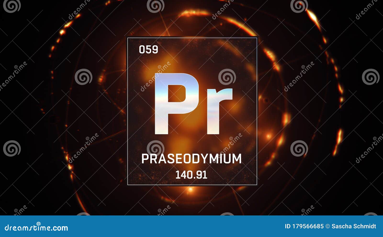 Praseodymium, 3D Rendering Of Symbols Of The Elements Of The Periodic ...