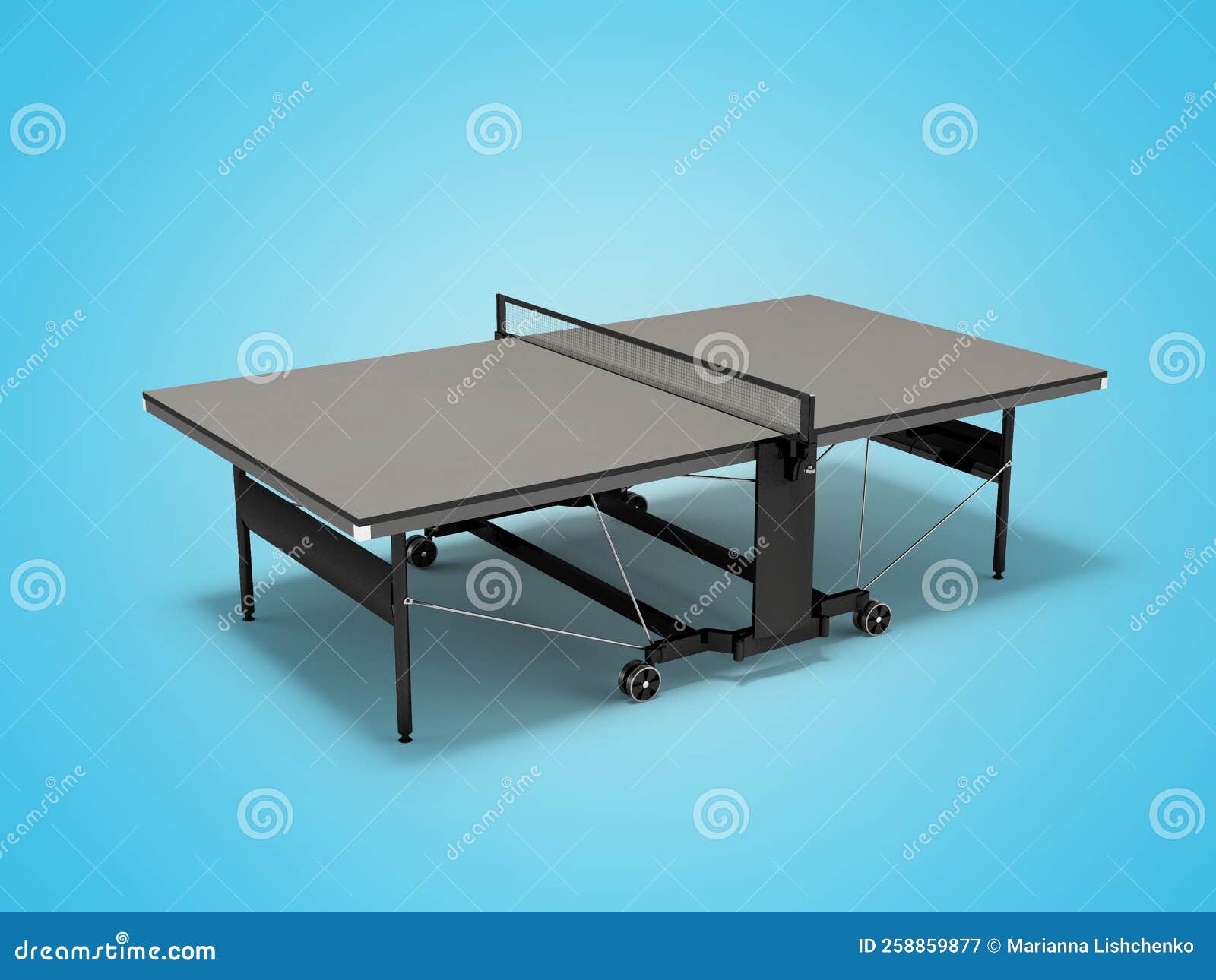 3d Illustration of Professional Tennis Table Perspective View on Blue ...