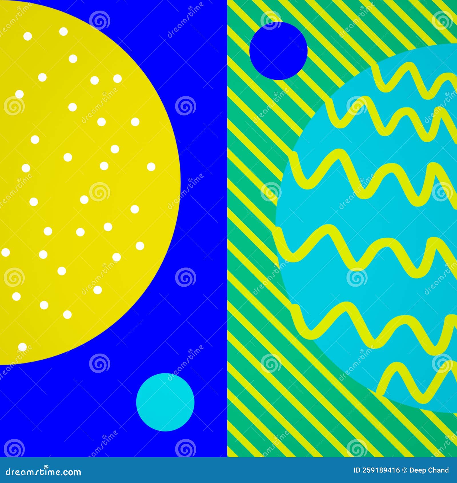 3D Illustration Punchy Abstract Background with Stars and Circles Stock ...