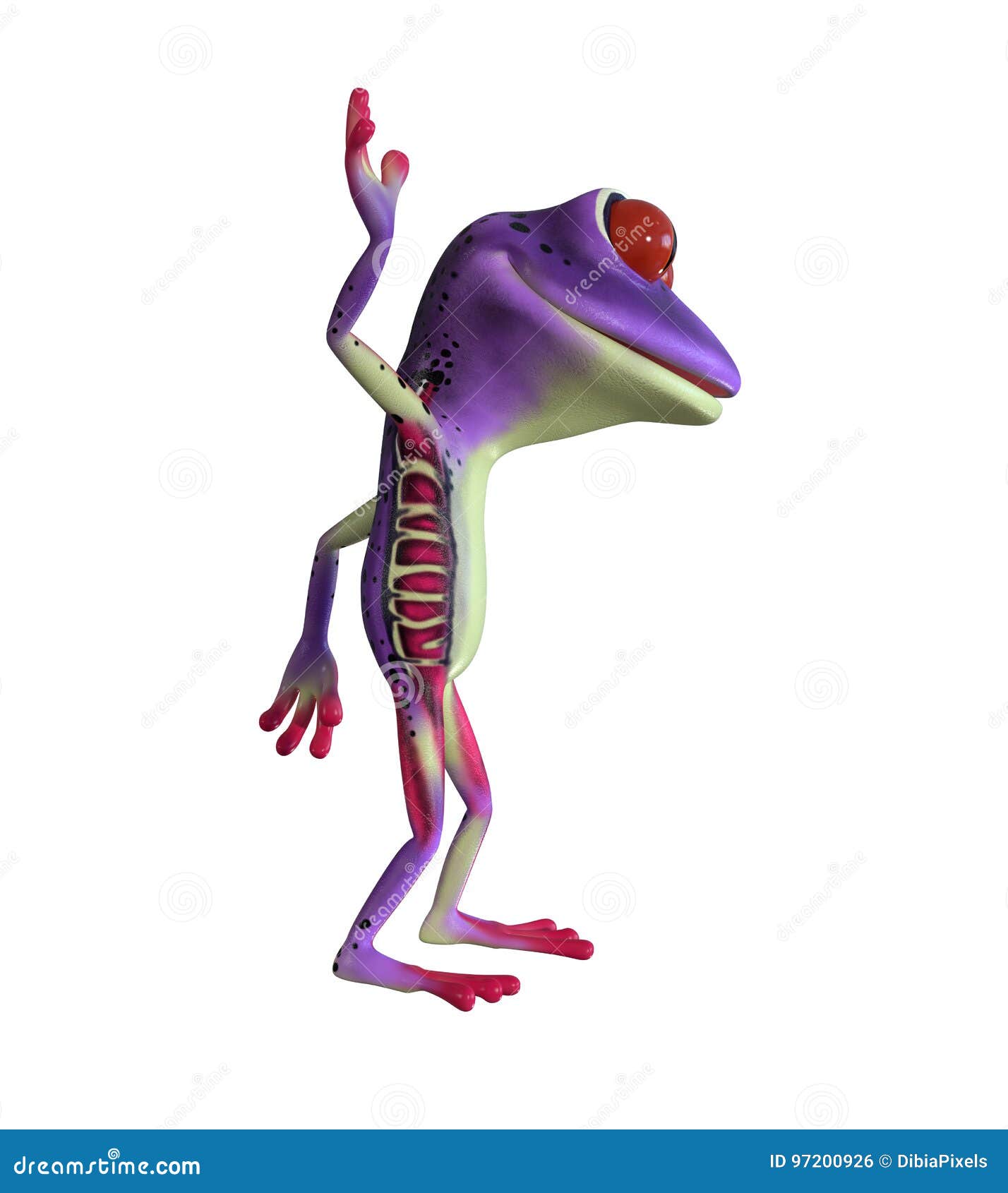 3d Illustration of a Purple Cartoon Tree Frog. Stock Illustration ...