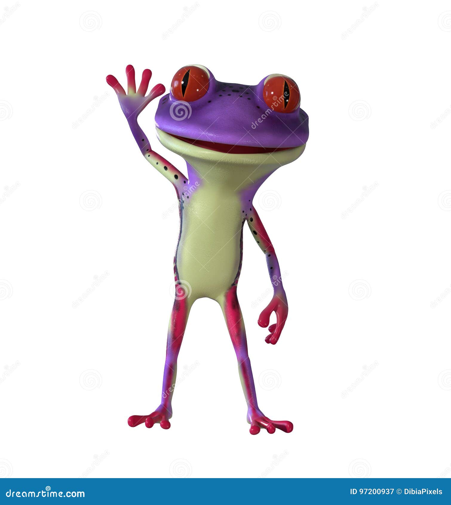 3d Illustration of a Purple Cartoon Tree Frog. Stock Illustration ...
