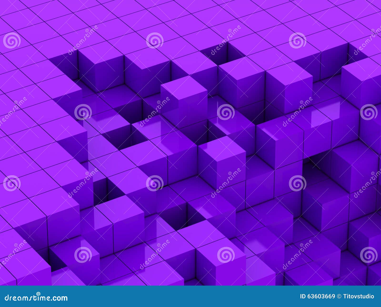 3d Illustration of Purple Cubes Stock Illustration - Illustration of ...