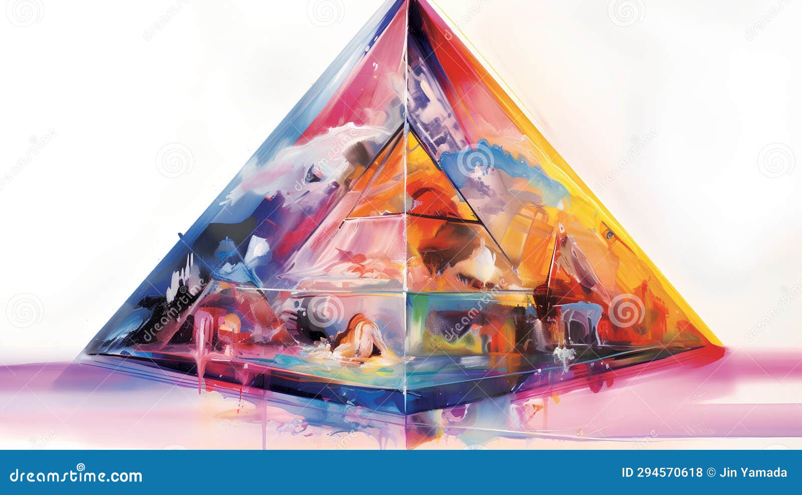 3d Illustration of a Pyramid with a Fire in the Background. Stock ...