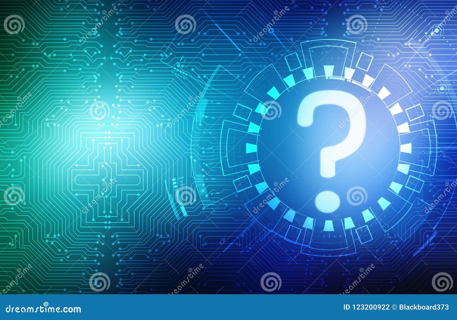 2d Illustration Question Mark, Abstract Technology Background Stock ...