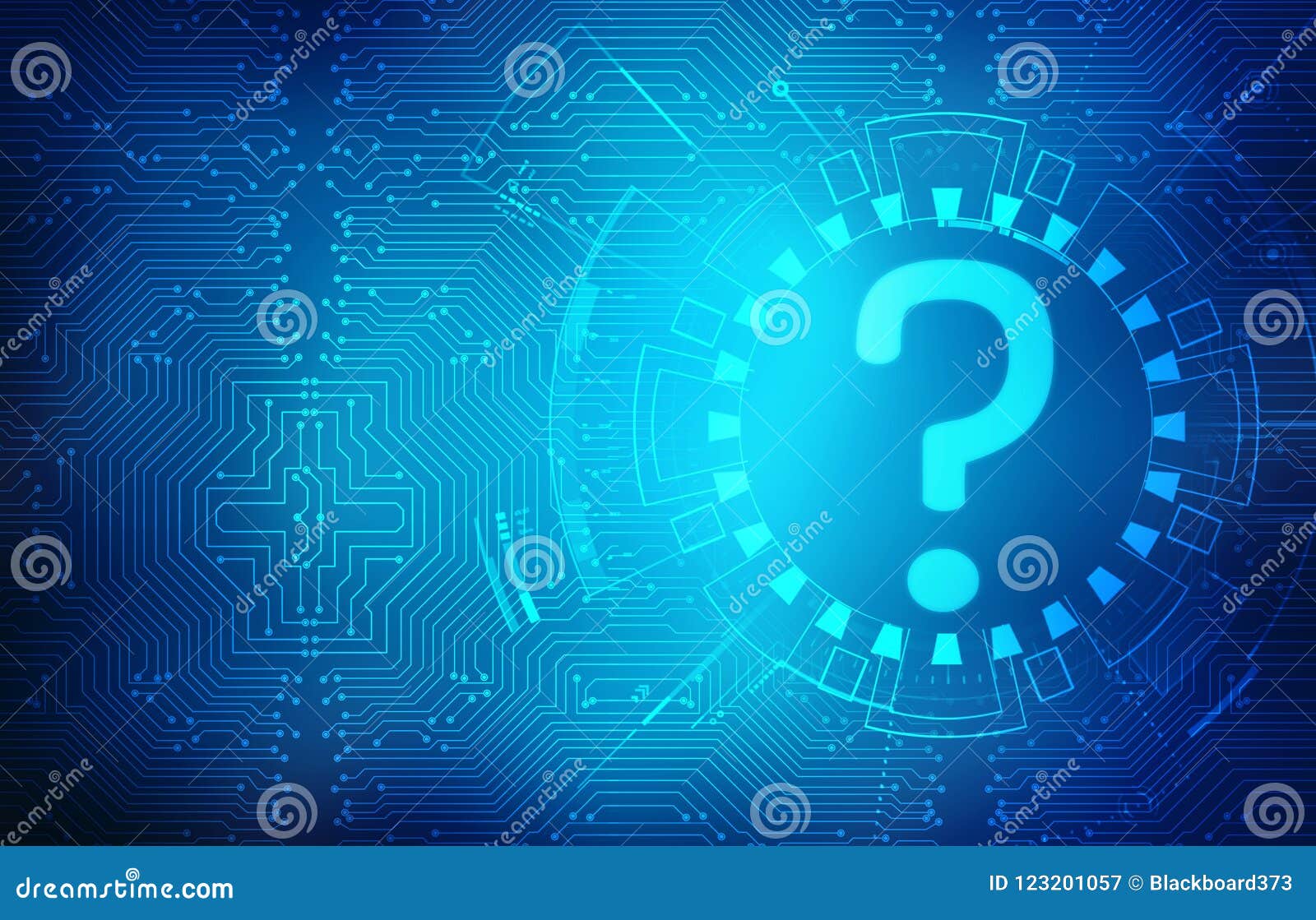 2d Illustration Question Mark, Abstract Technology Background Stock ...