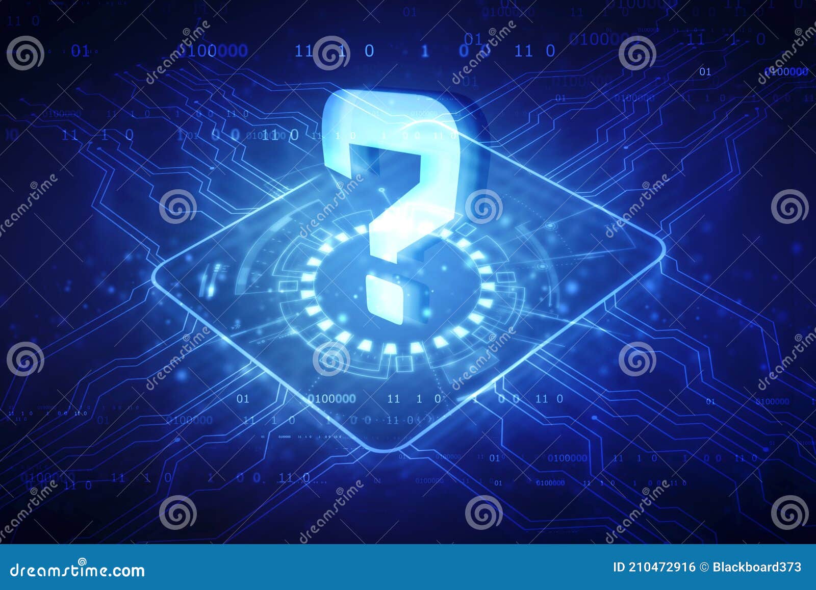 2d Illustration Question Mark Icon on Futuristic Technology Background ...