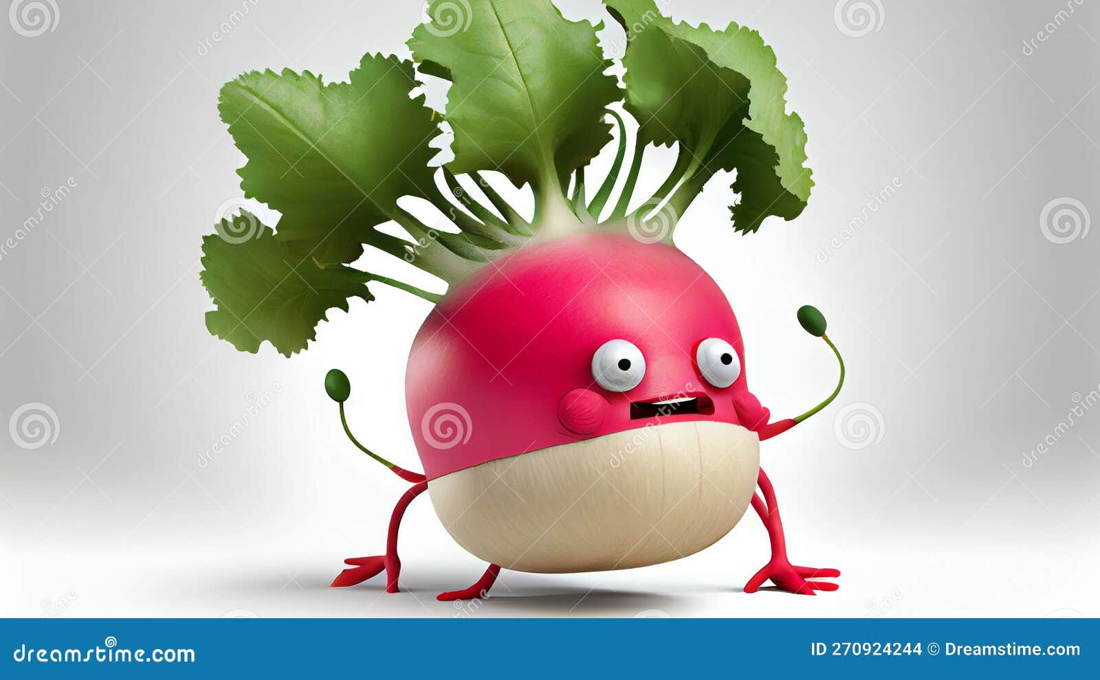 3d Illustration of a Radish Character with Arms and Legs Stock ...