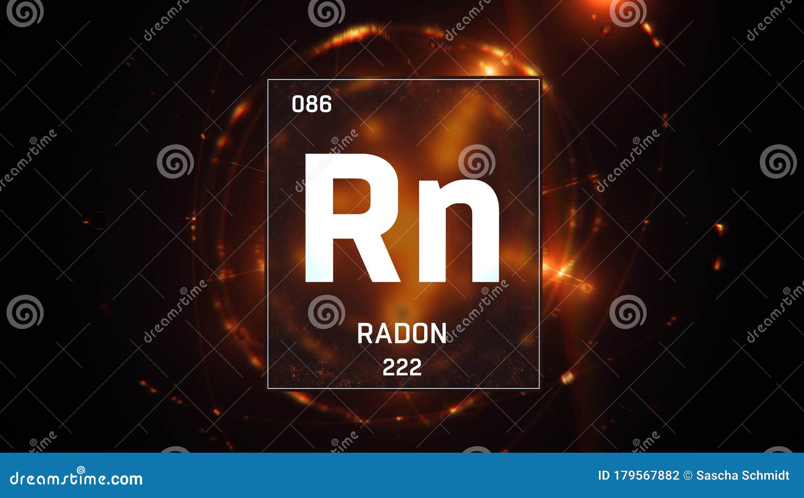 Radon As Element 86 of the Periodic Table 3D Illustration on Orange ...