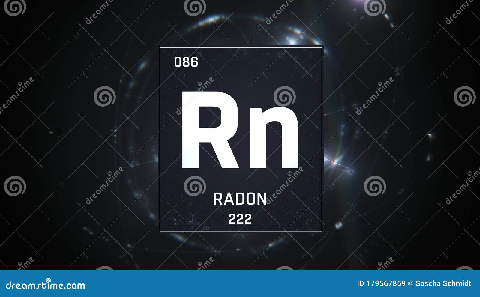 Radon As Element 86 of the Periodic Table 3D Illustration on Silver ...
