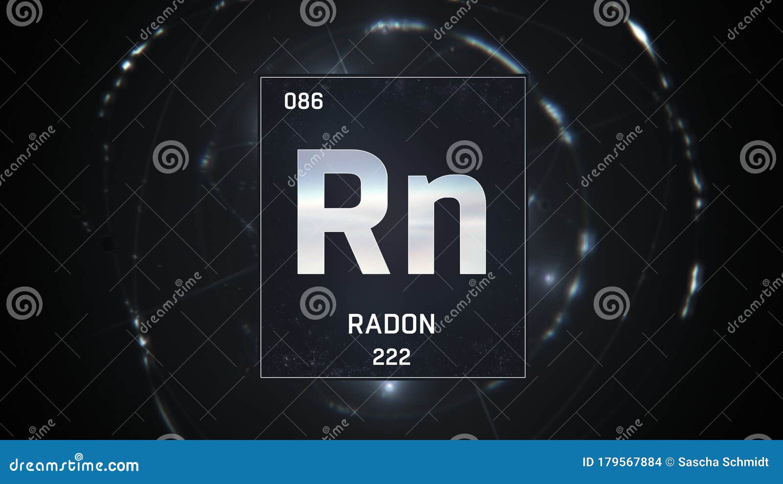 Radon As Element 86 of the Periodic Table 3D Illustration on Silver ...