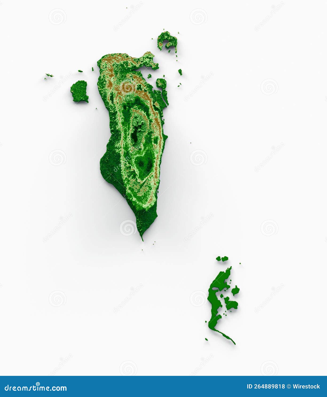 3d Illustration of the Realistic Bahrain Topographic Map Isolated on ...