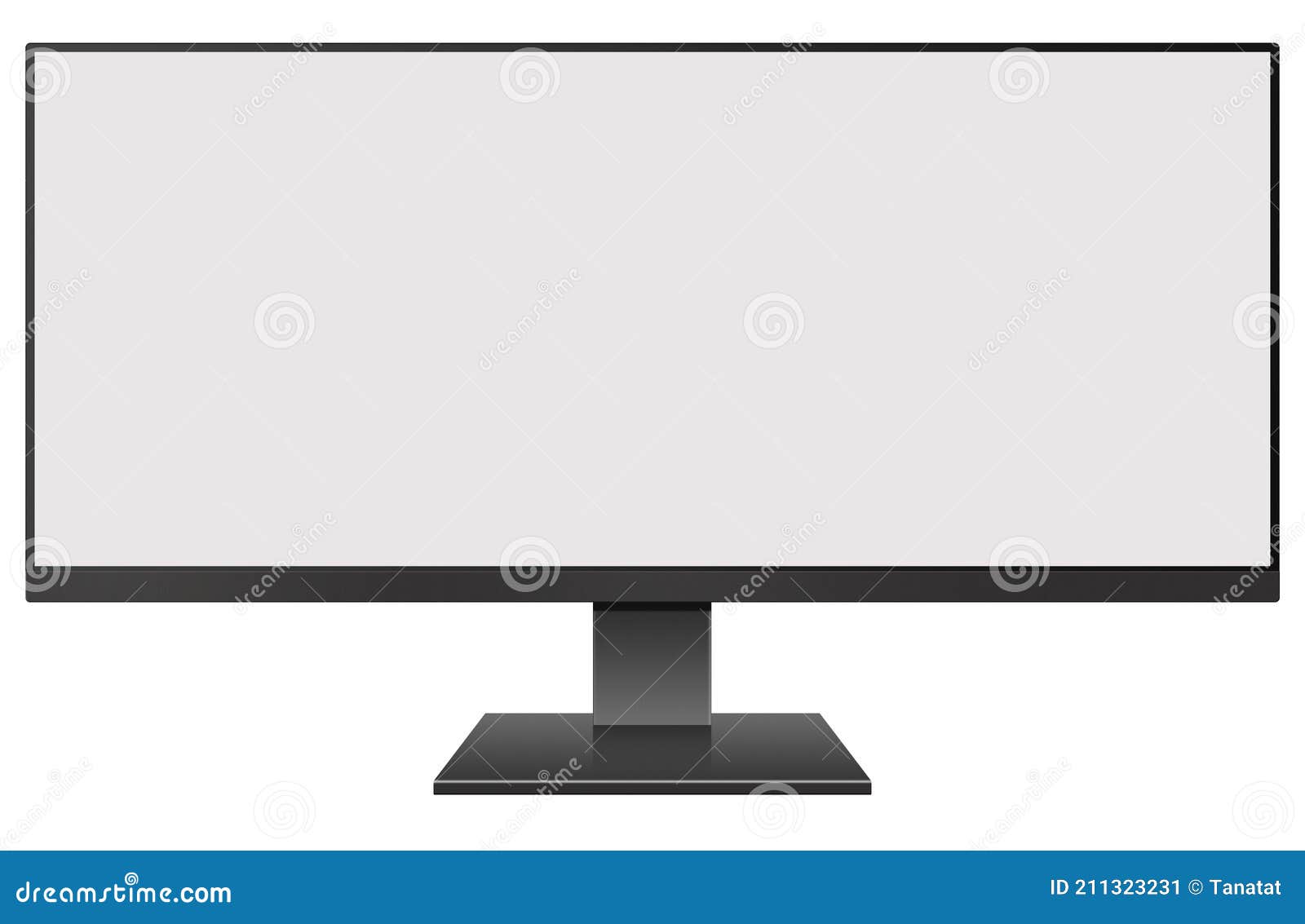 3D Illustration Realistic Black Computer Monitor on White Stock ...
