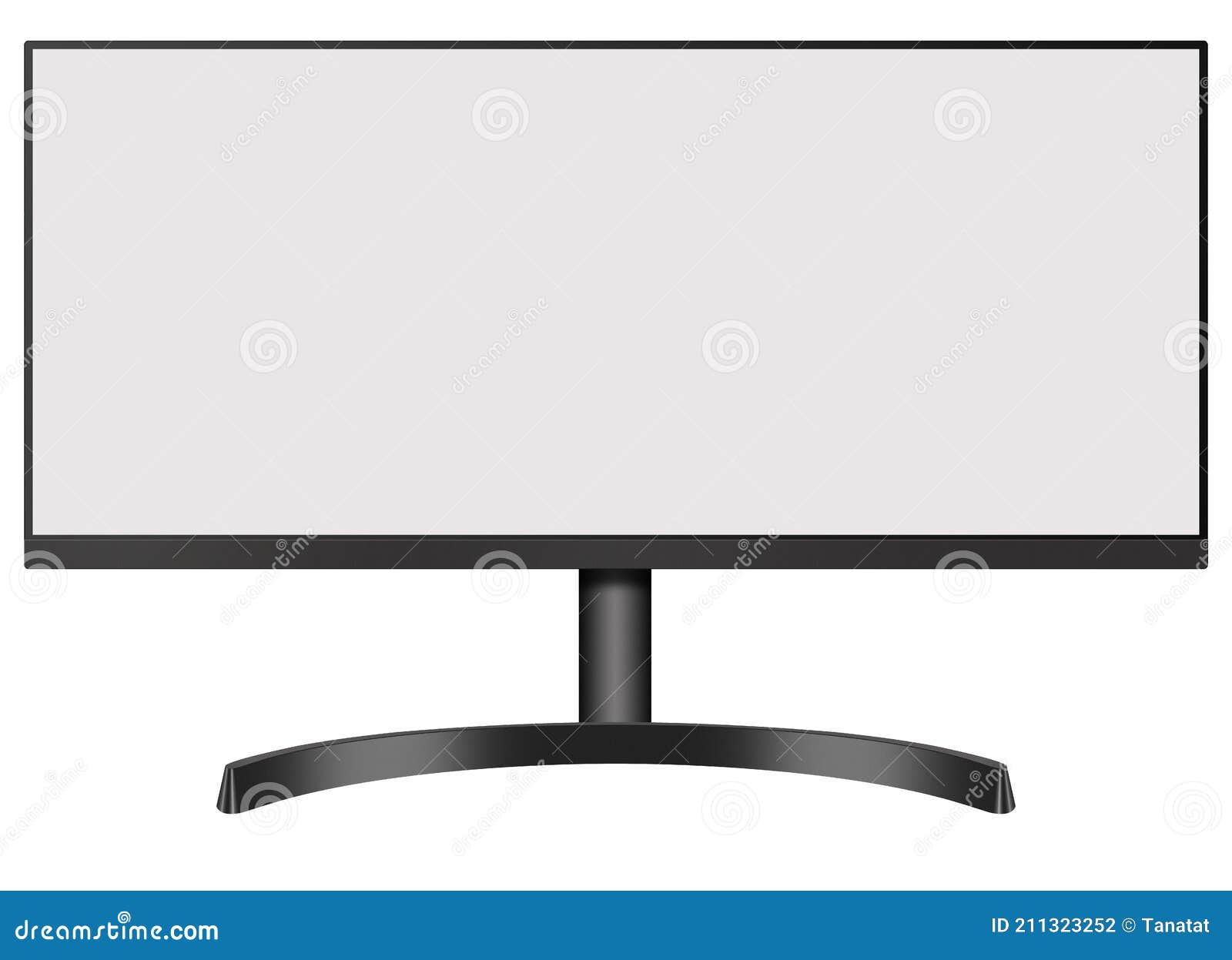 3D Illustration Realistic Black Computer Monitor on White Stock ...