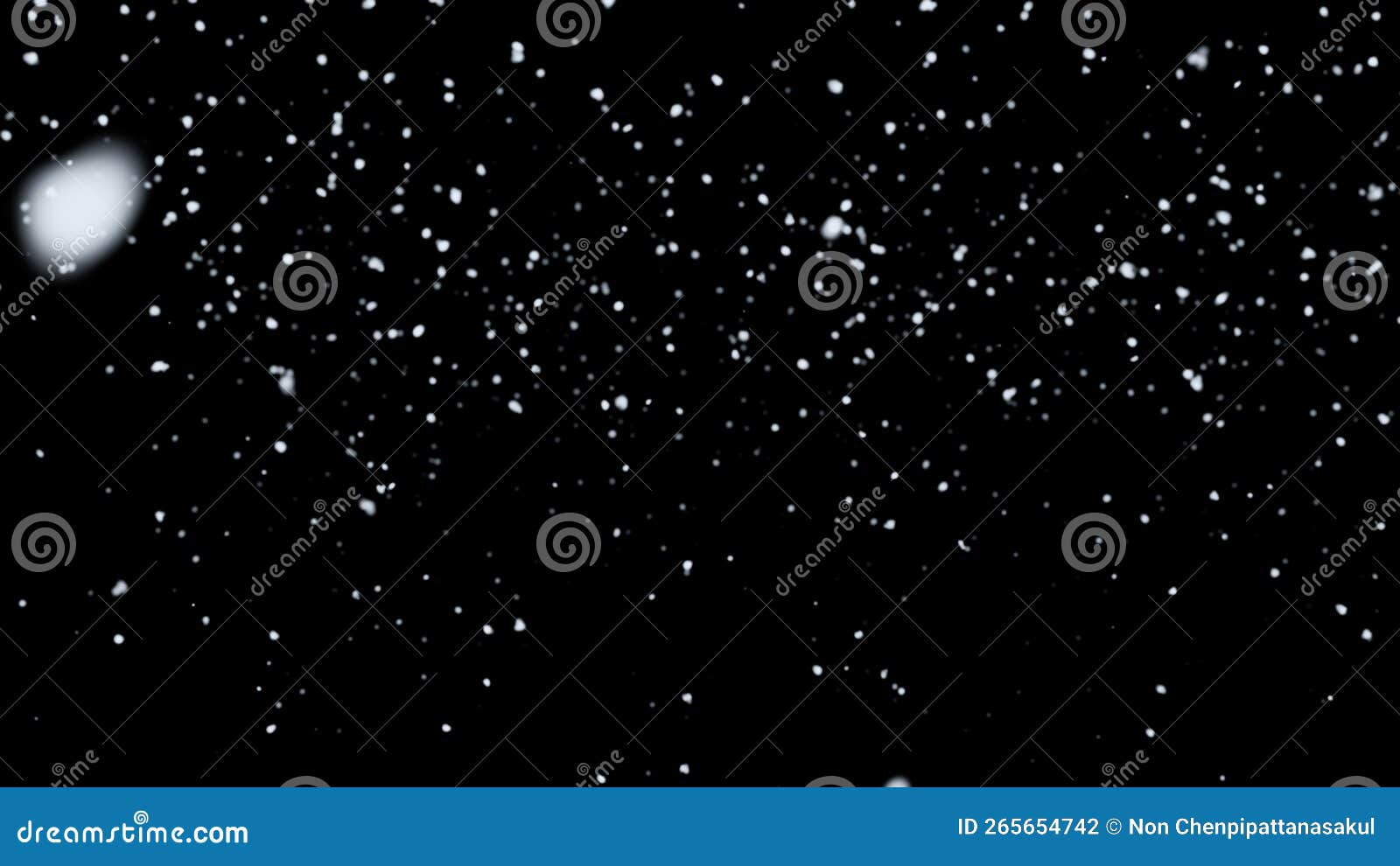 3D Illustration. Realistic Snow Falling on Black Background Stock ...