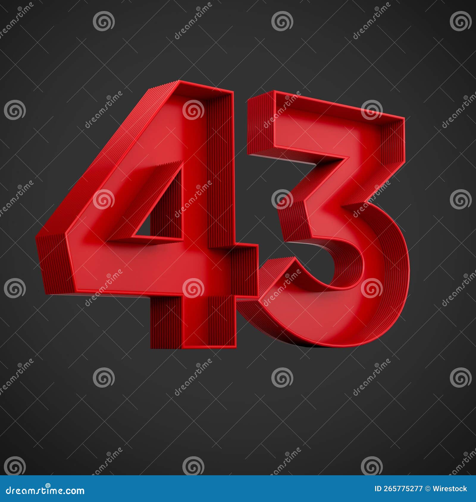 3d Illustration of a Red Advertising Digit 43 or Forty-three with on ...