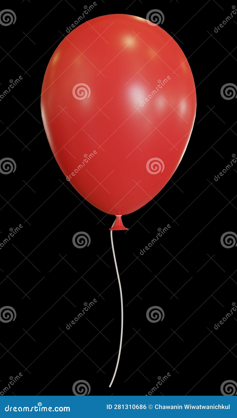 3d Illustration of a Red Balloon Tied with White Rope. Stock Photo ...