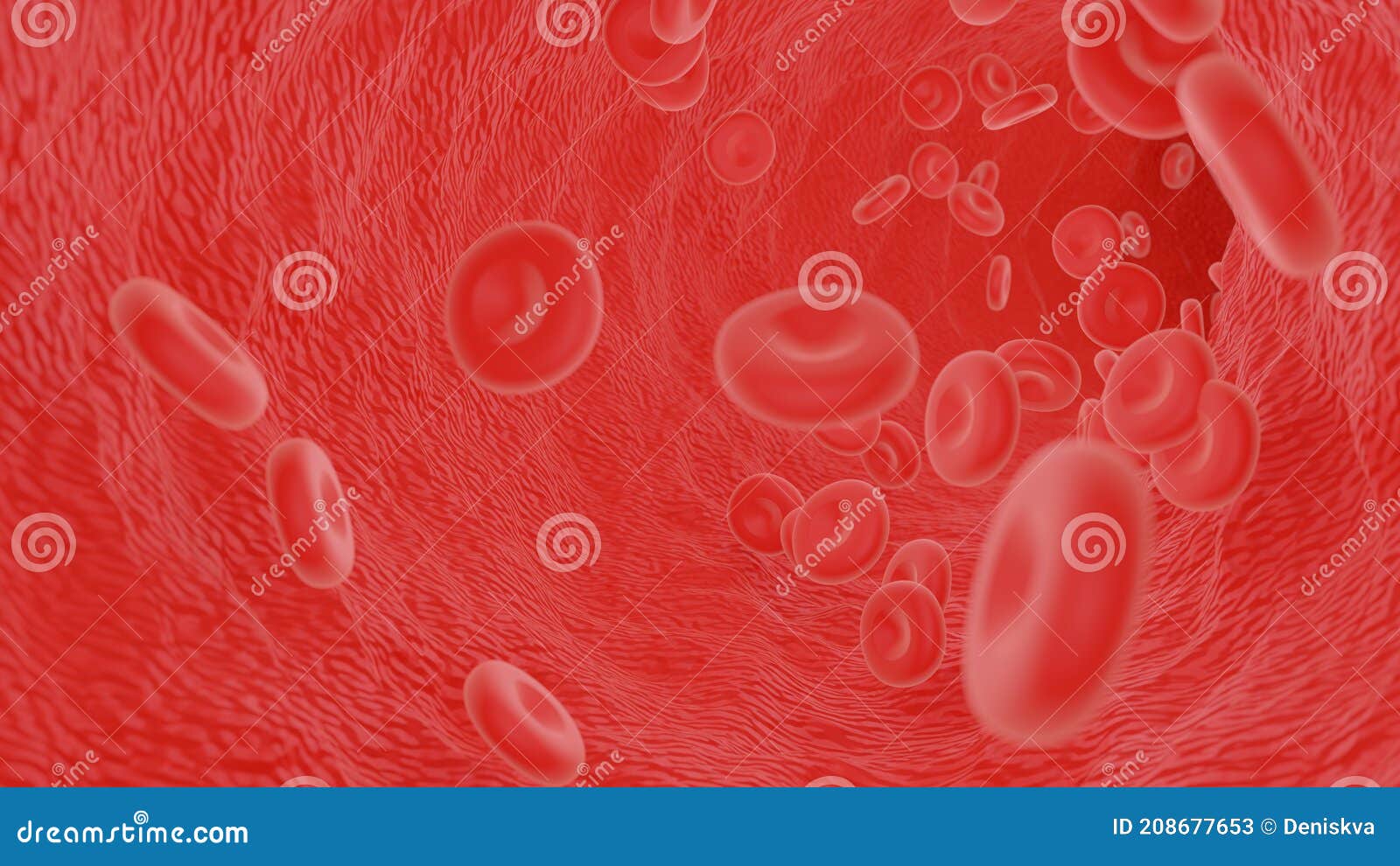 3D Illustration with Red Blood Cells in Vein Stock Illustration ...