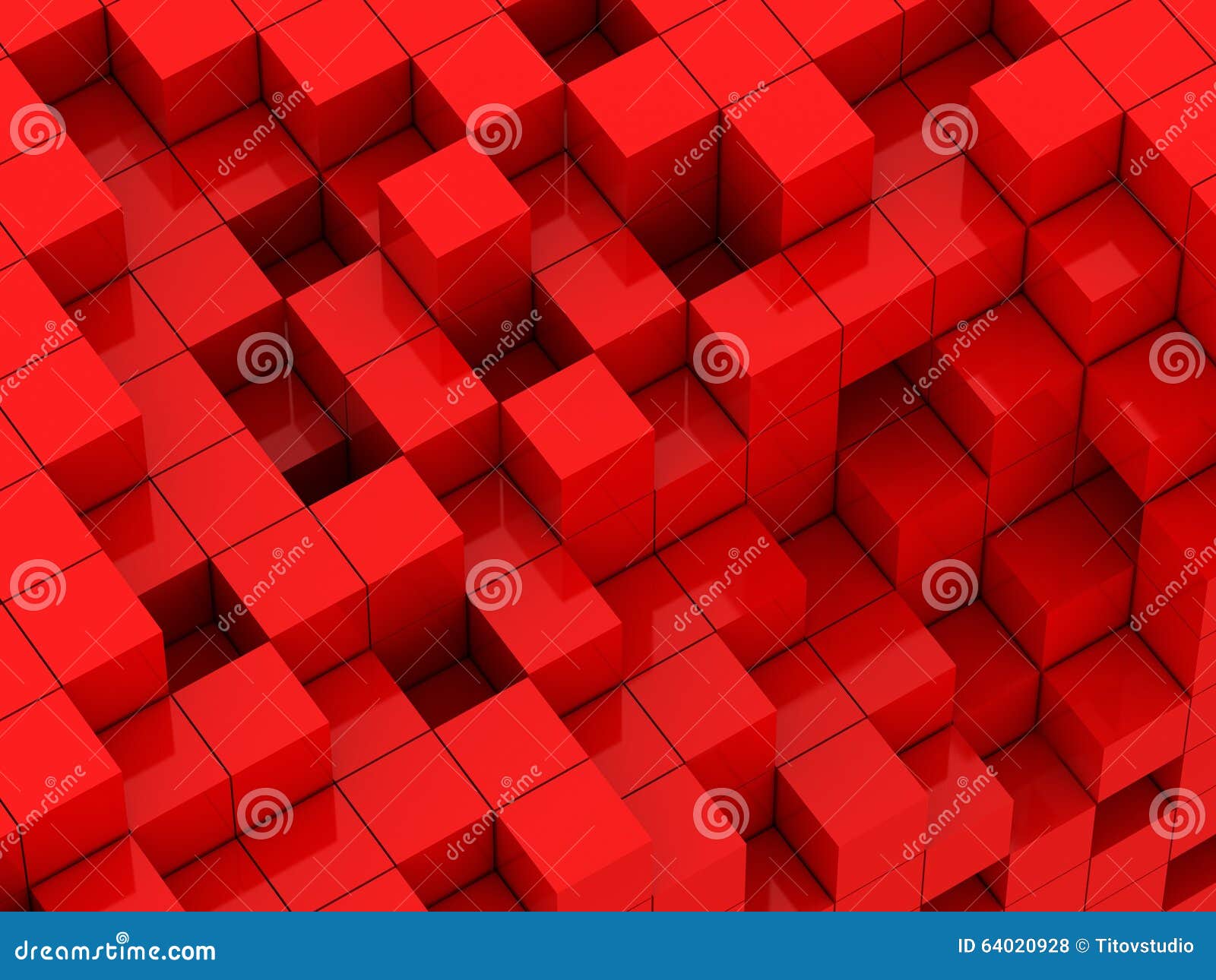 3d Illustration of Red Cubes Stock Illustration - Illustration of ...