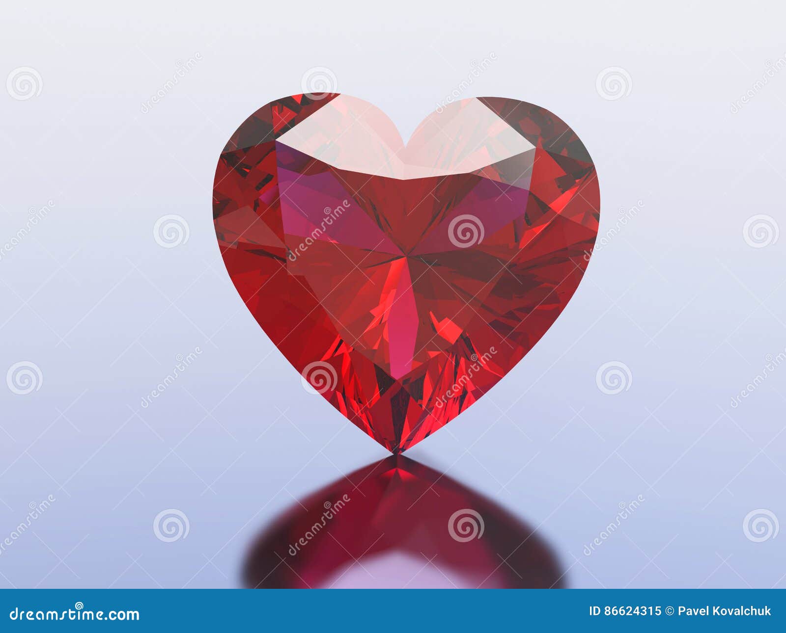 3D Illustration Red Diamond Heart Stock Illustration - Illustration of ...