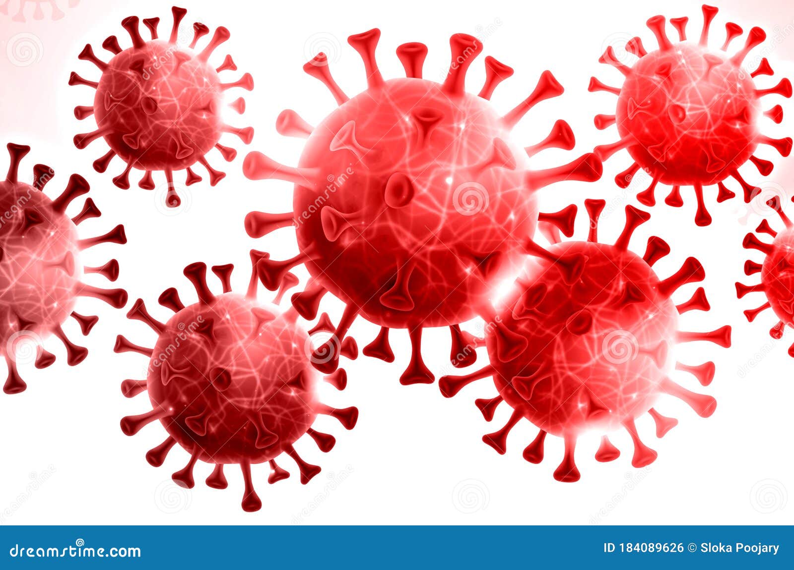 3d Illustration Red Glowing Viruses Floating Underground on White ...
