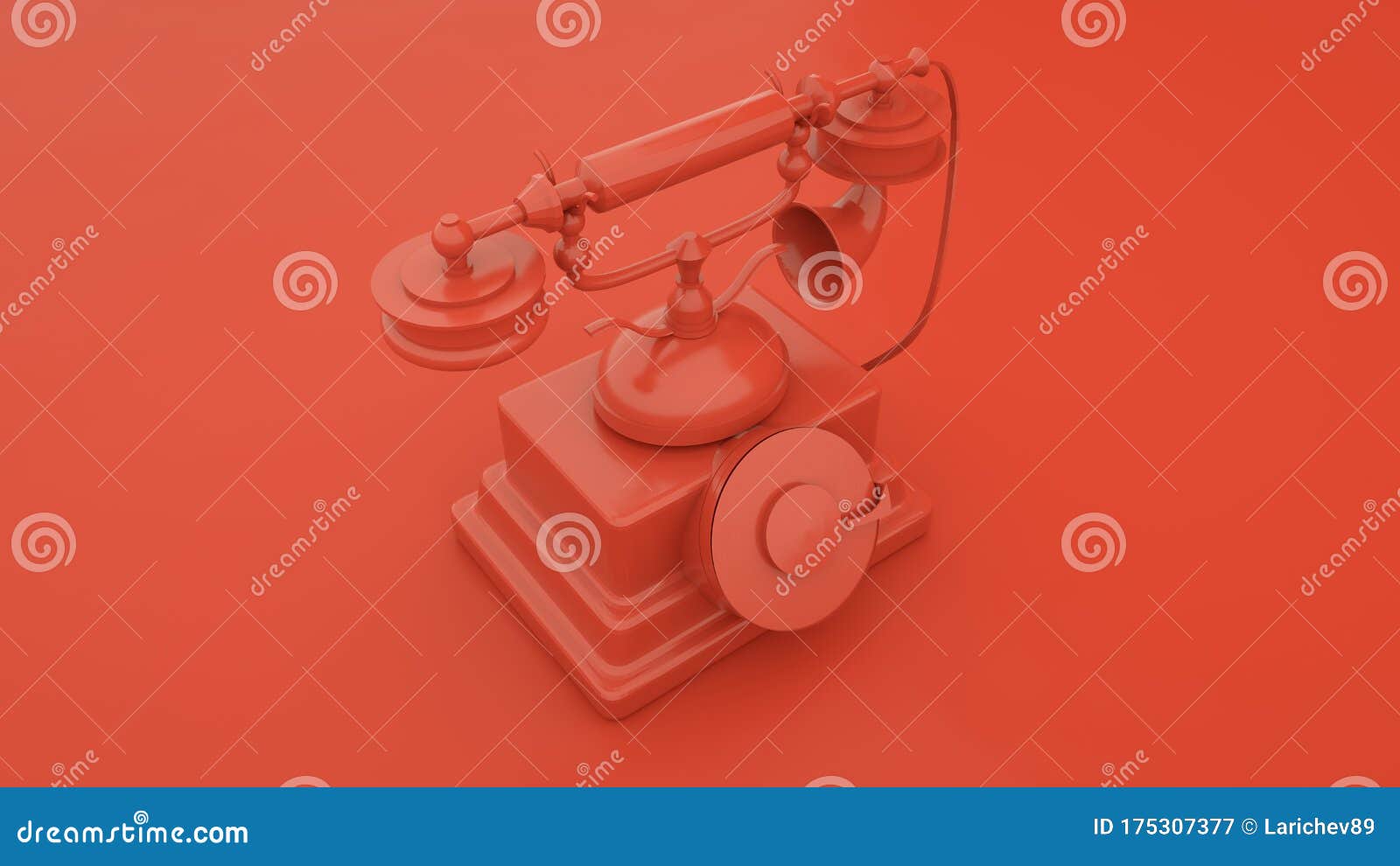 3d Illustration of Red Old-fashioned Phone on Red Background Stock ...