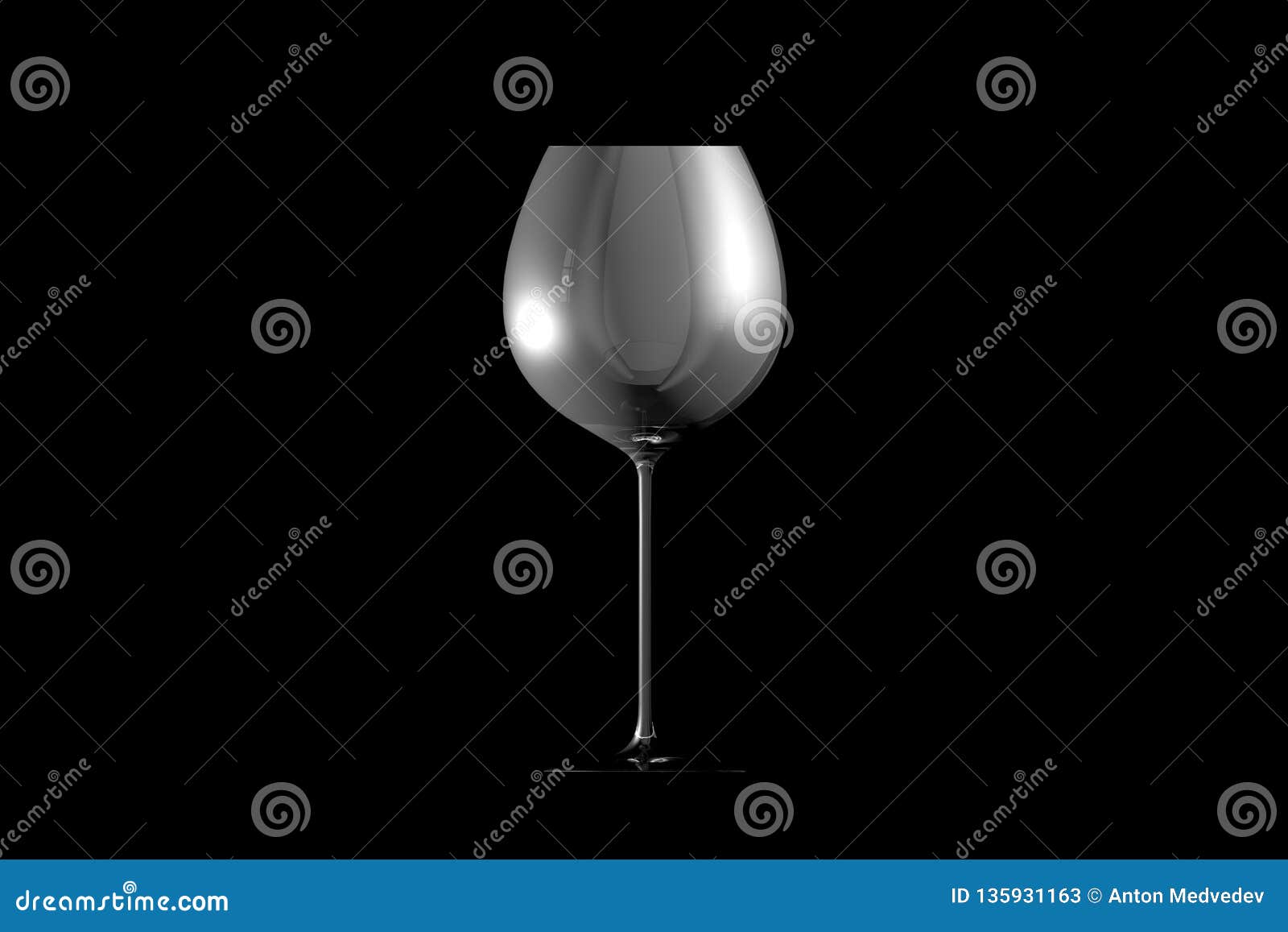 3D Illustration of Red Wine Glass Isolated on Black Side View ...