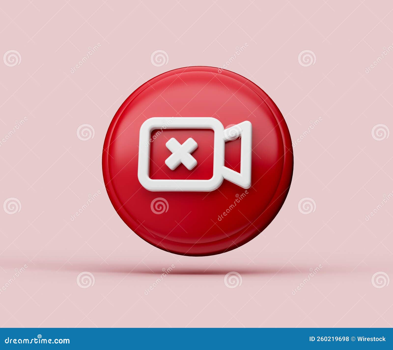 3D Illustration of Remove, Cancel, Reject or Refuse Video Icon on Red ...
