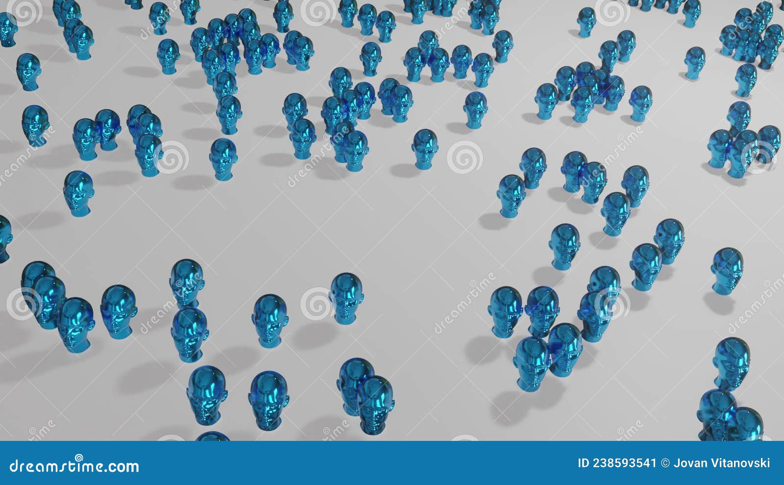 3d Render, Abstract, Geometric Art Design with Heads Stock Illustration ...
