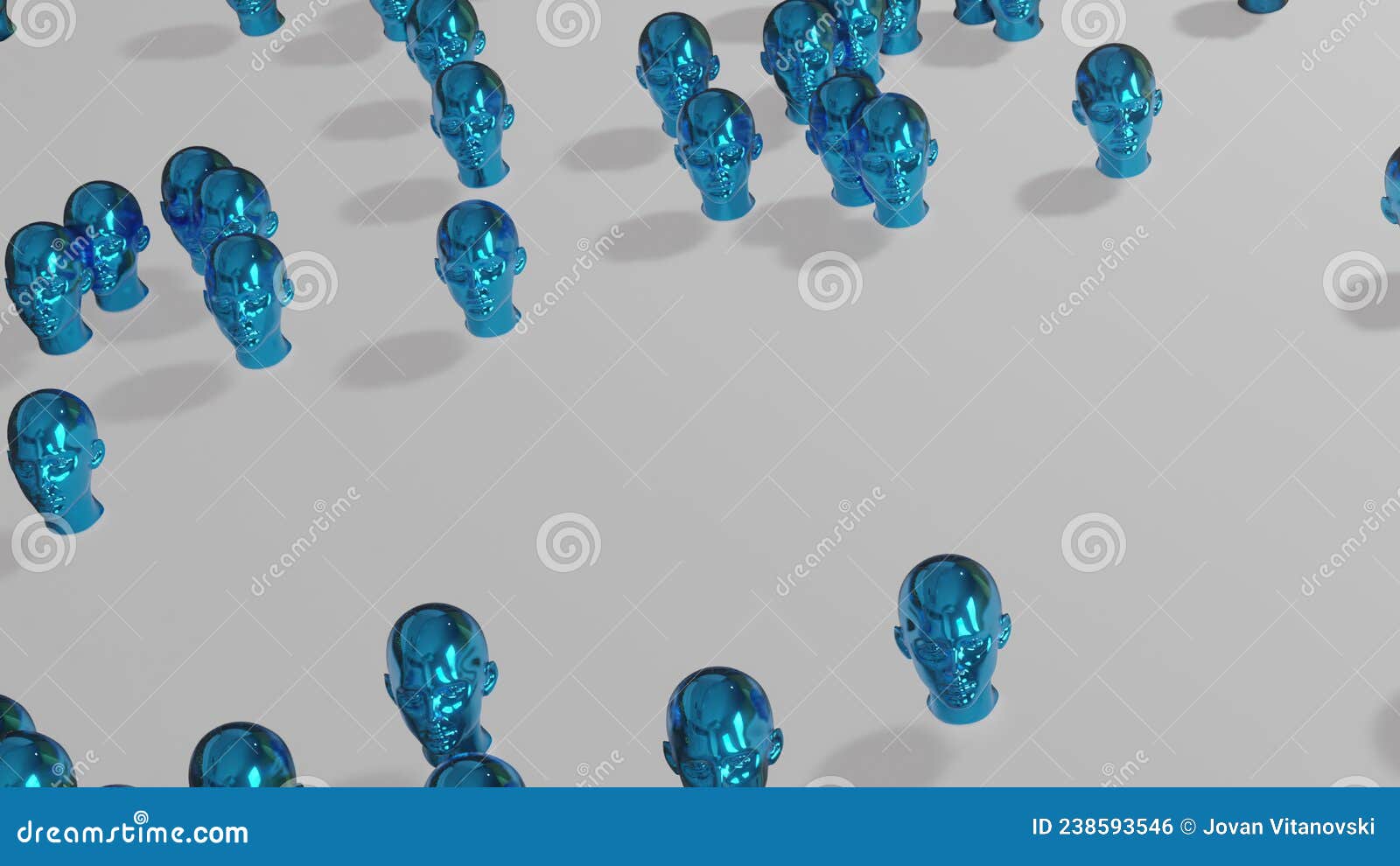 3d Render, Abstract, Geometric Art Design with Heads Stock Illustration ...