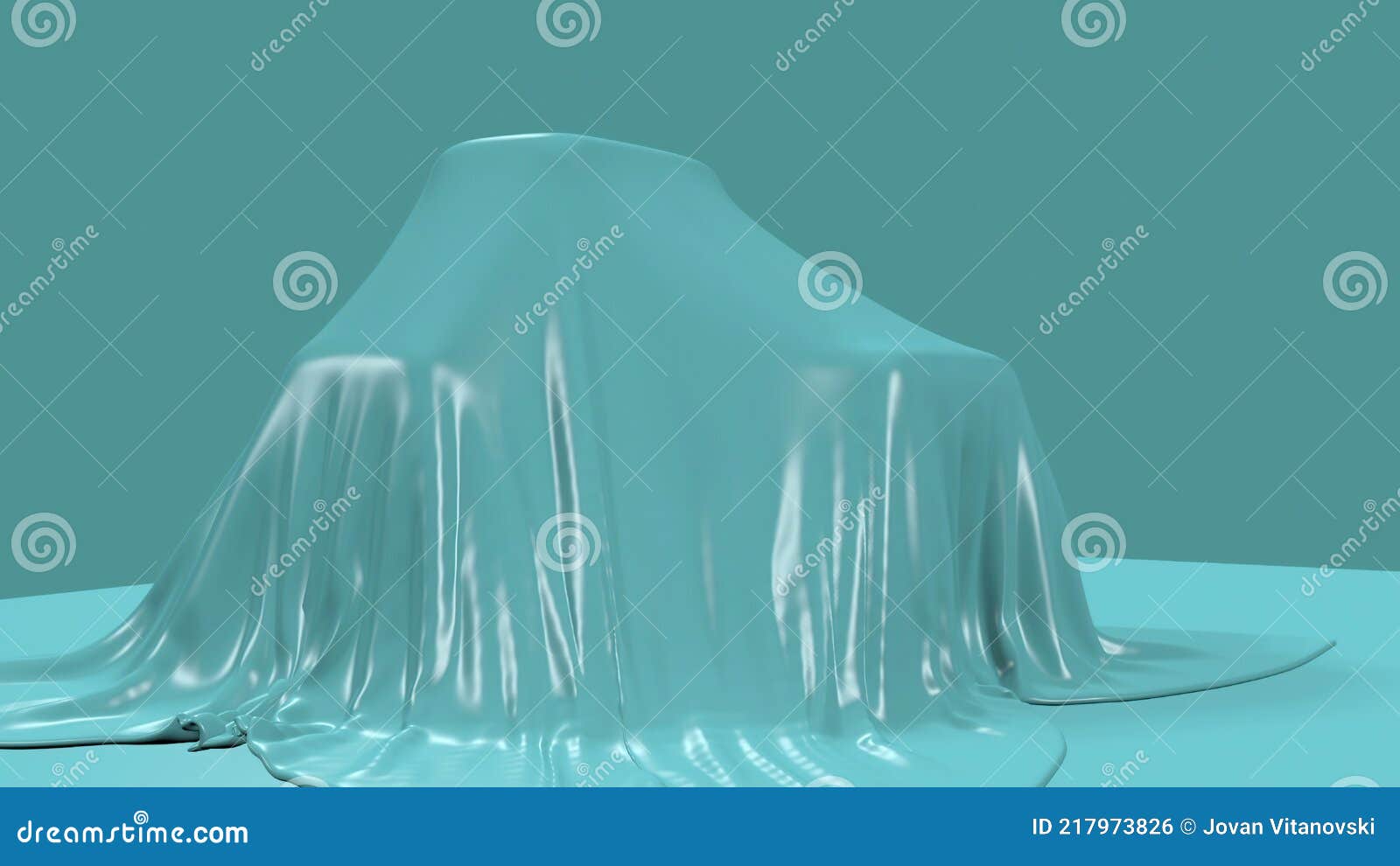 Render of Blue Fabric Falling Down and Cover Mysterious Object Stock ...