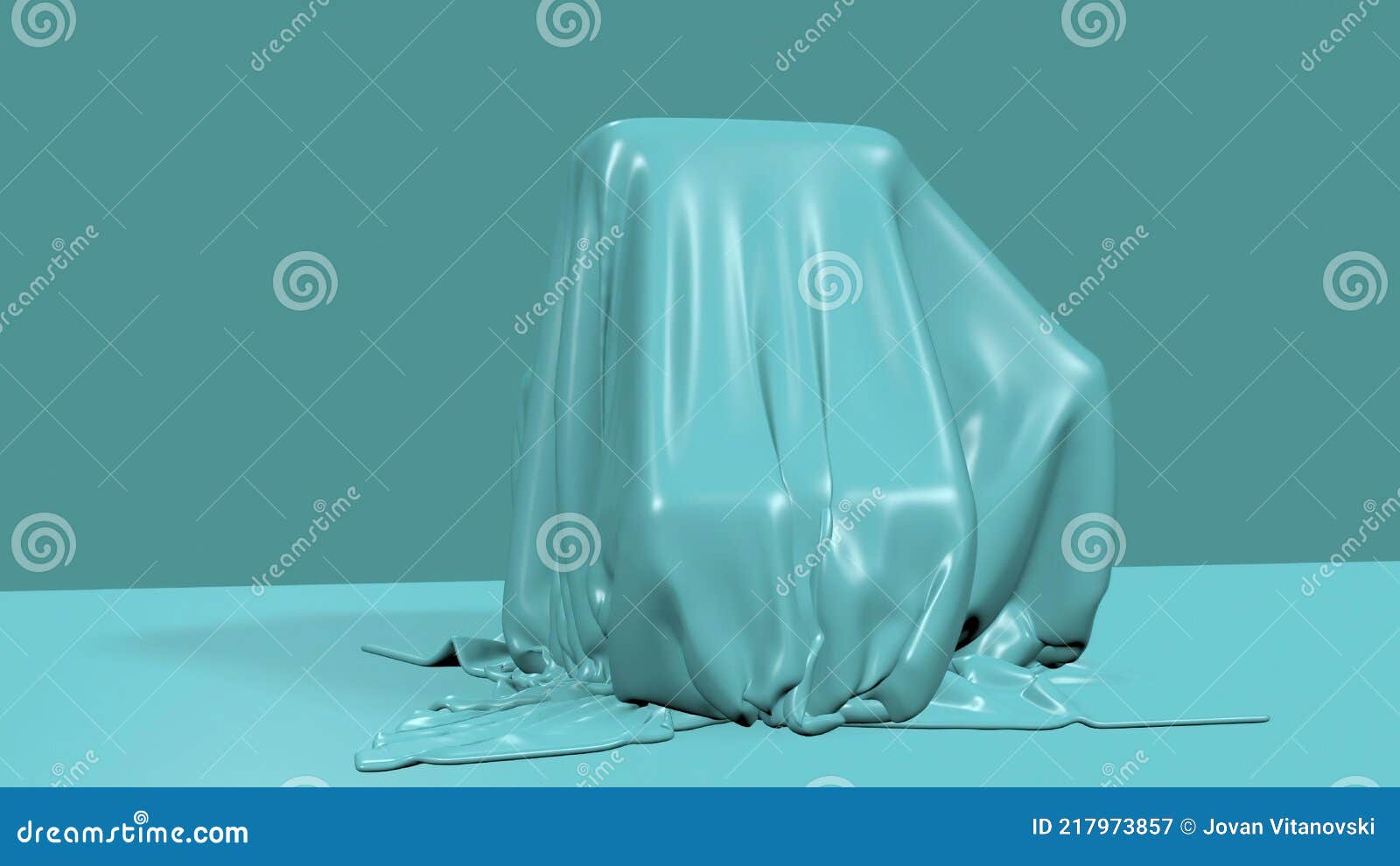 Render of Blue Fabric Falling Down and Cover Mysterious Object Stock ...