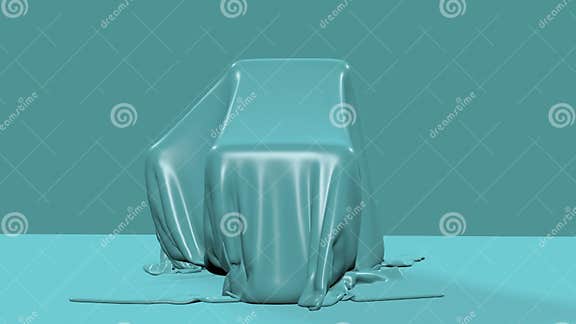 Render of Blue Fabric Falling Down and Cover Mysterious Object Stock ...