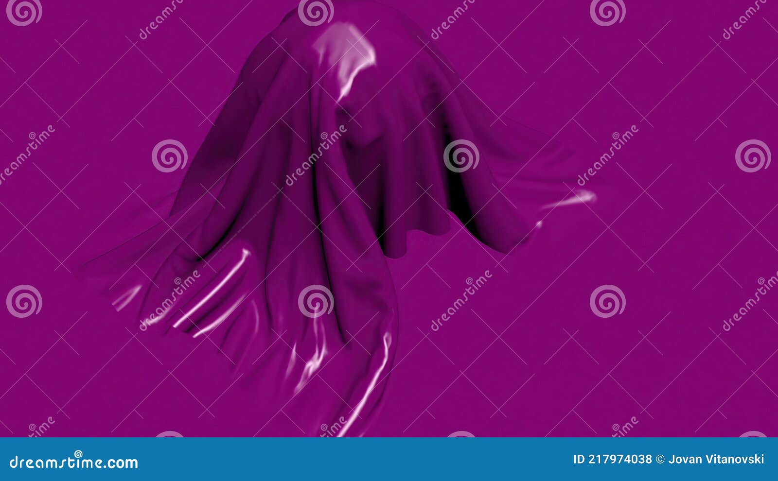 Render of Blue Fabric Falling Down and Cover Mysterious Object Stock ...