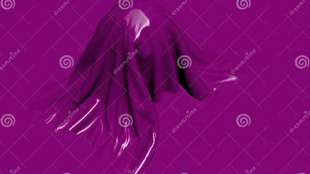 Render of Blue Fabric Falling Down and Cover Mysterious Object Stock ...
