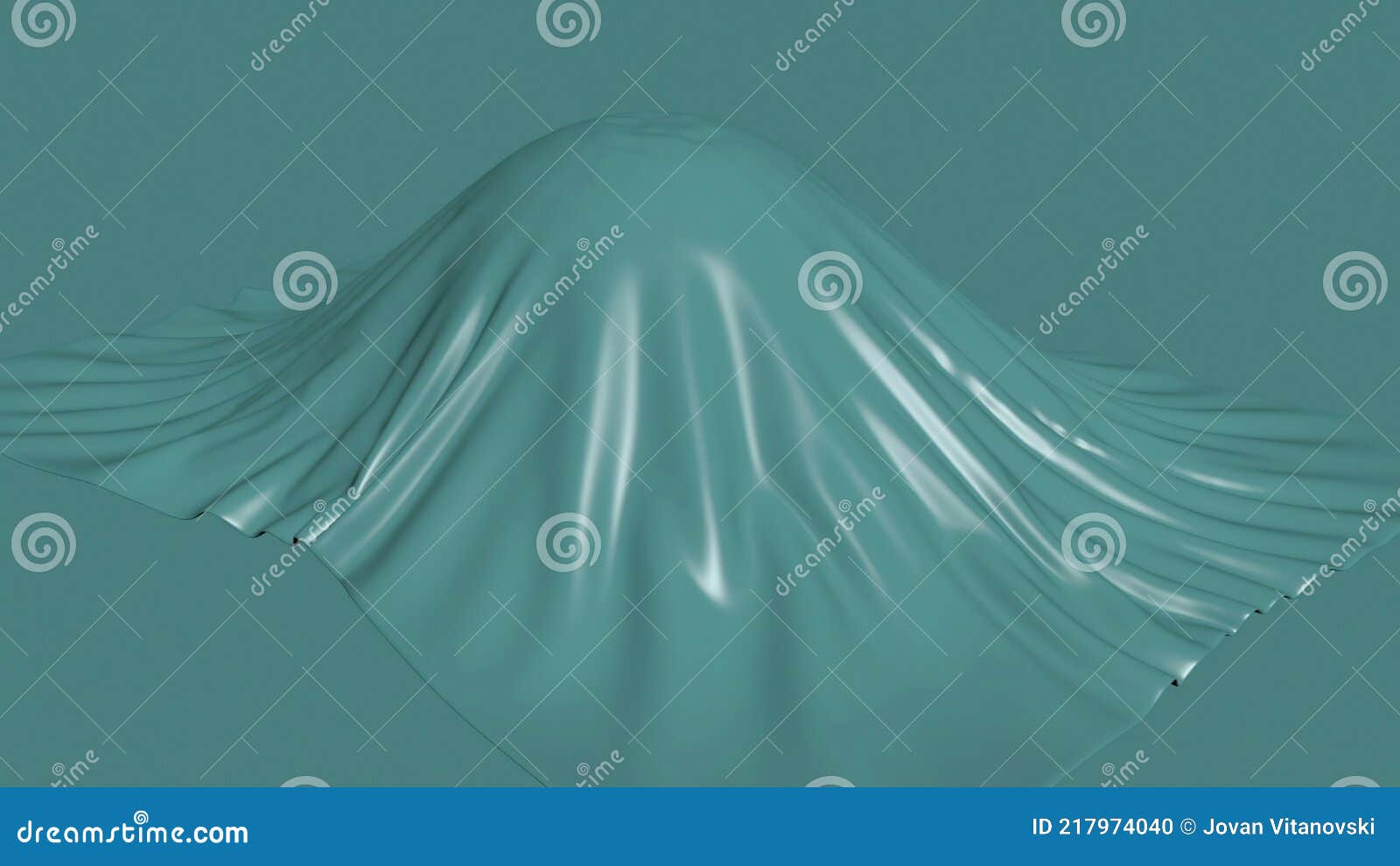 Render of Blue Fabric Falling Down and Cover Mysterious Object Stock ...