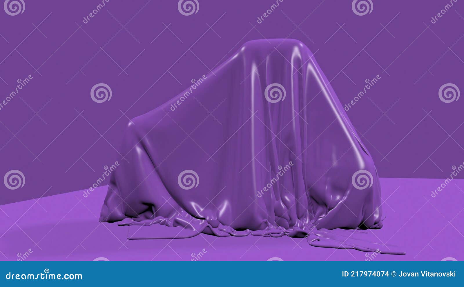 Render of Blue Fabric Falling Down and Cover Mysterious Object Stock ...