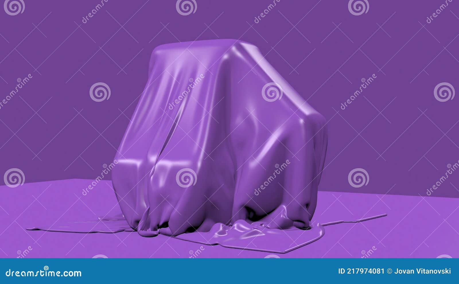 Render of Blue Fabric Falling Down and Cover Mysterious Object Stock ...
