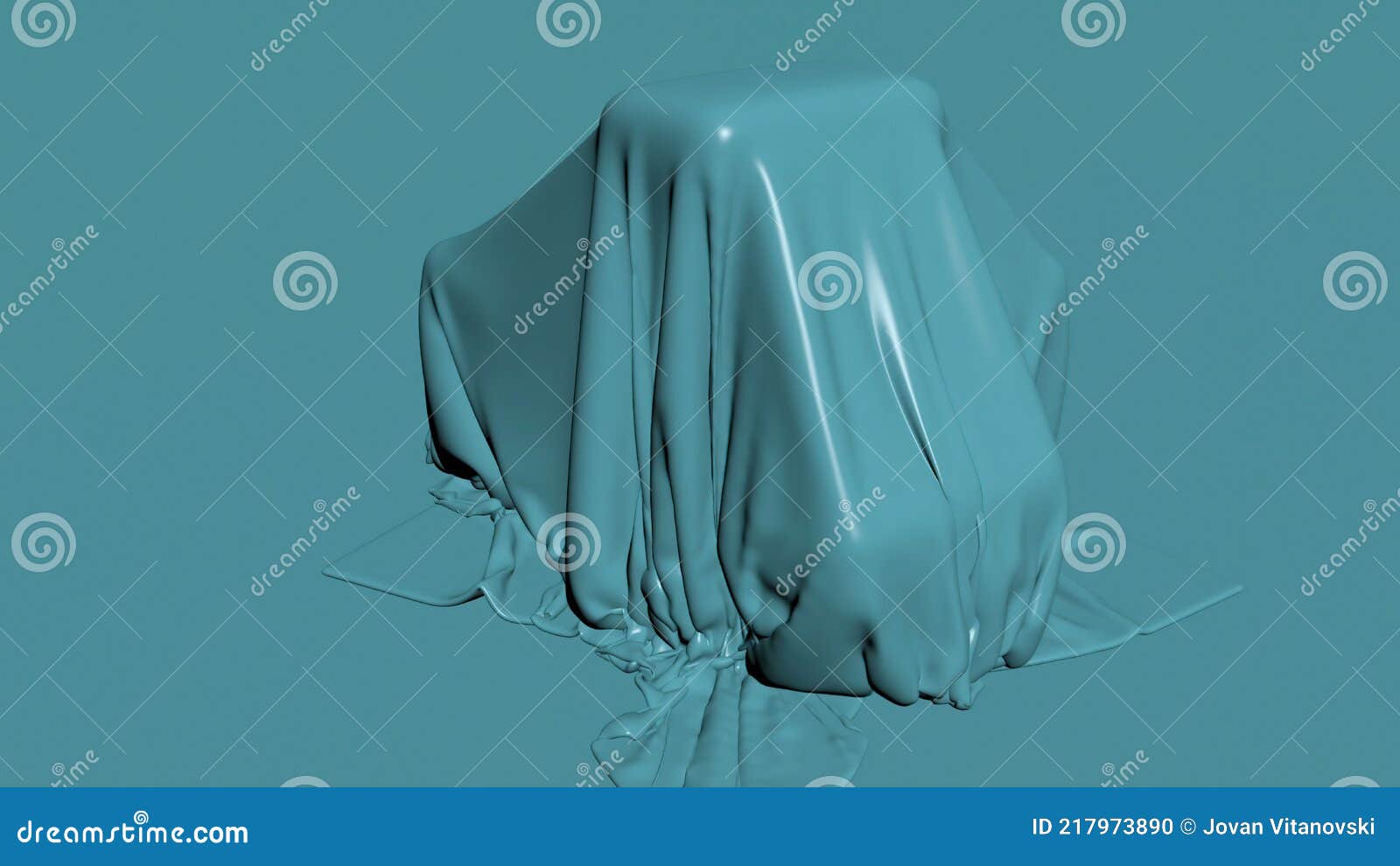 Render of Blue Fabric Falling Down and Cover Mysterious Object Stock ...