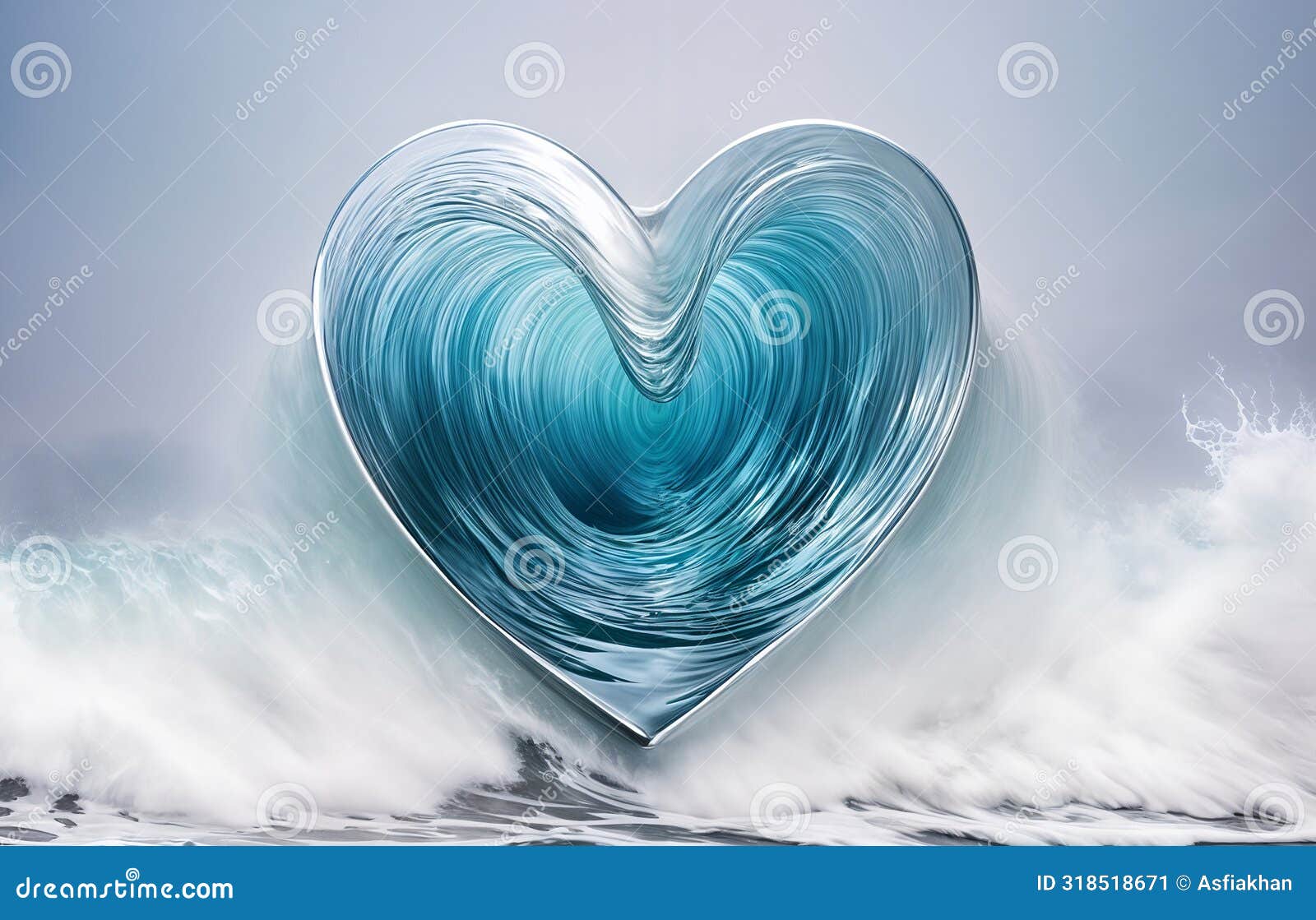 3d Render Of Blue Wave Forms The Shape Of A Heart Royalty-Free ...