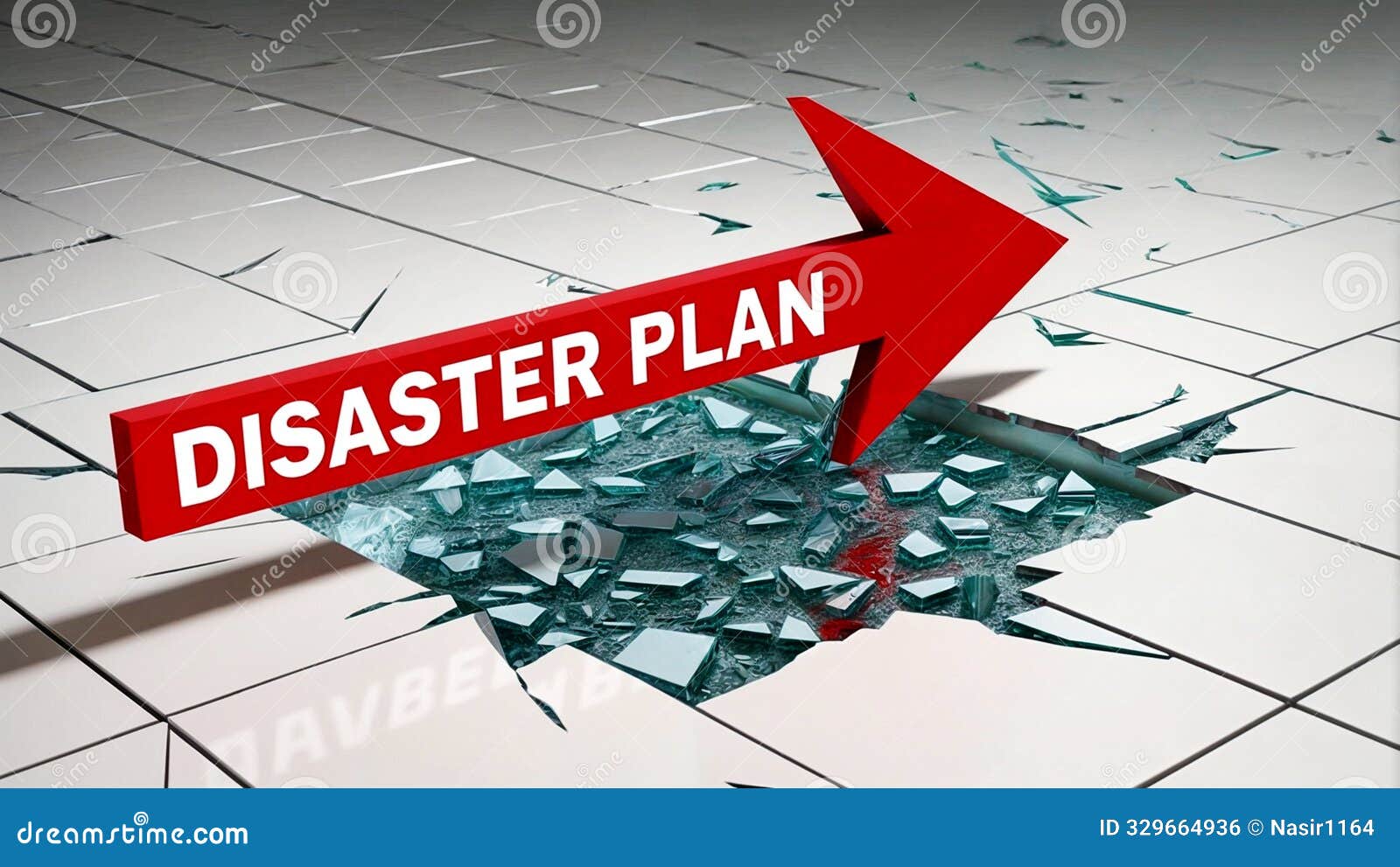 3d Render Illustration of a Red Arrow Indicating a Disaster Plan Stock ...