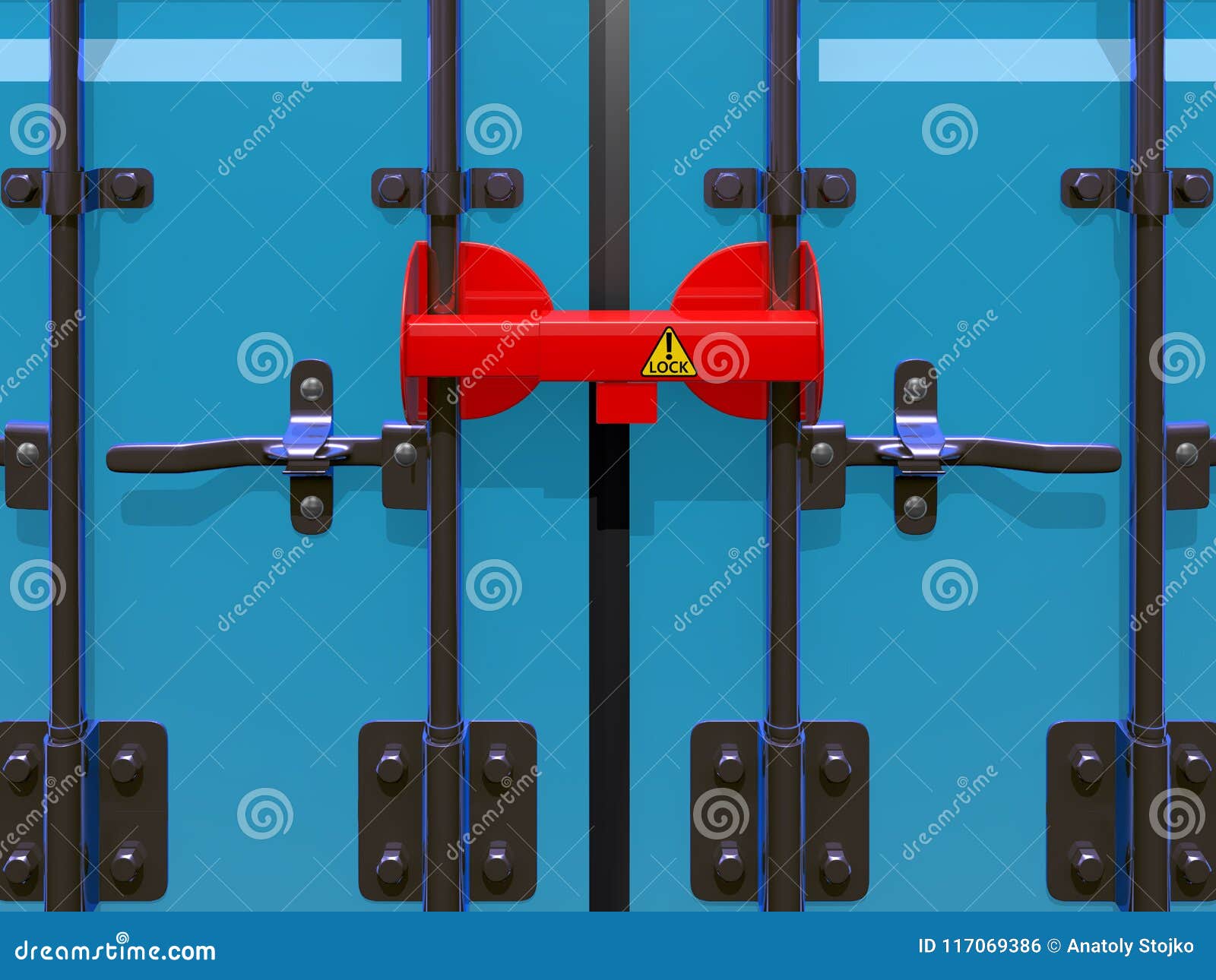 3D Illustration of Cargolock on Door Container. Stock Illustration ...