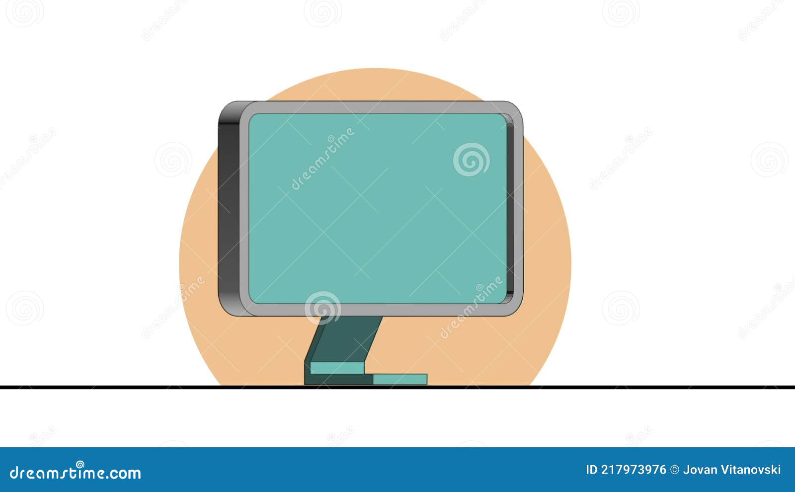 Render of Computer in Flat Cartoon Style Stock Illustration ...